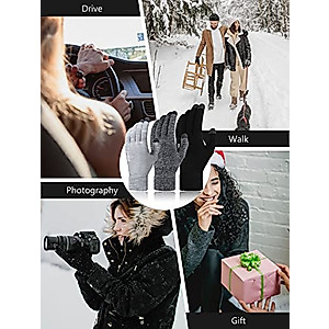 Gaoport Winter Knit Gloves Touchscreen fingers Anti-Slip Warm Elastic Texting Smart Phone Gloves for Women and Men