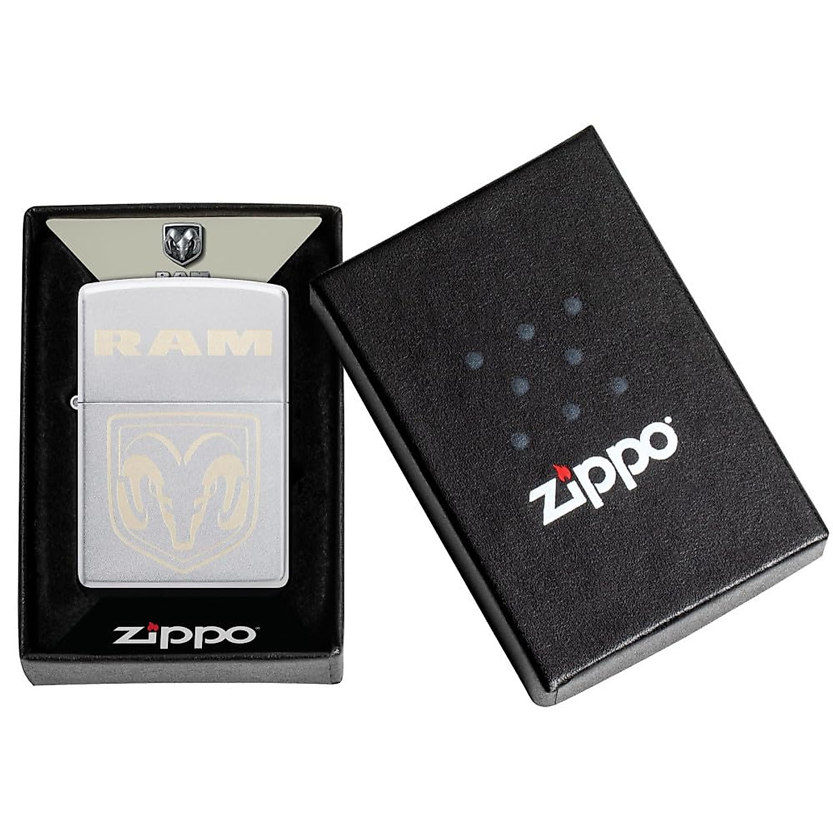 Zippo RAM Satin Chrome Pocket Lighter