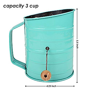Webake Flour Sifter 3 Cup Stainless Steel Baking Sifter with Rotary Hand Crank