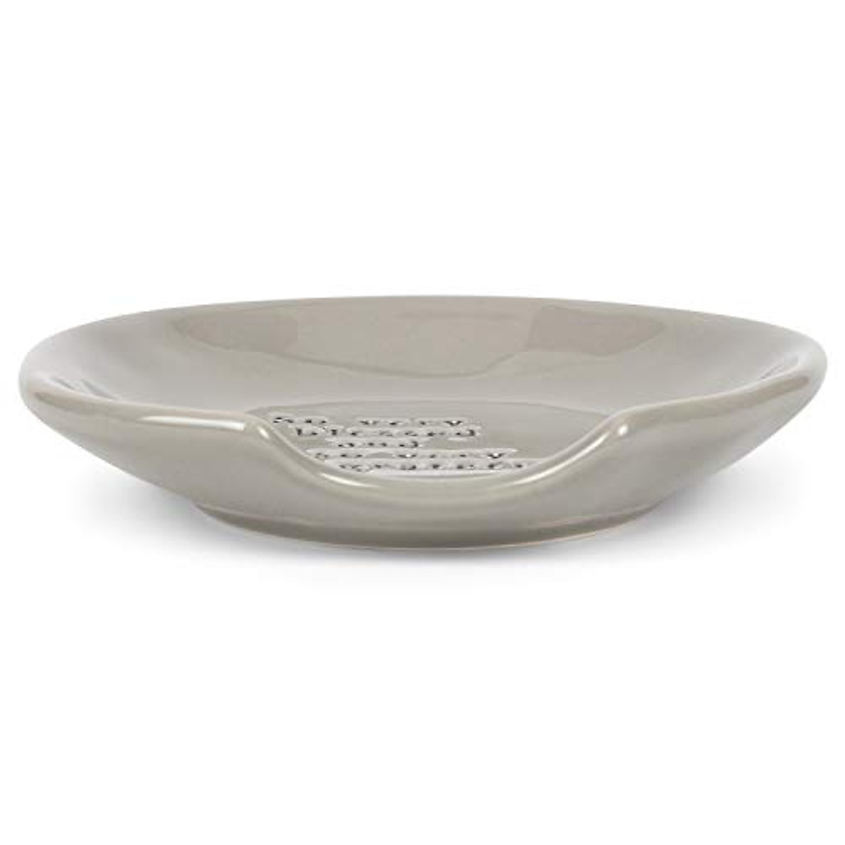 DEMDACO So Very Blessed and So Very Grateful Dove Grey 4.5 x 4 Glossy Ceramic Stoneware Wobbly Round Spoon Rest