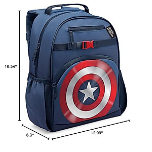 Simple Modern Marvel Kids Backpack for School Boys | Avengers Elementary Backpack for Teen | Fletcher Collection | Kids - Large (16" tall) | Captain America Shield