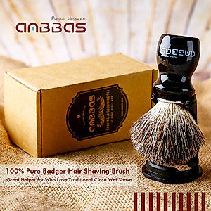 Badger Shaving Brush Holder Set,Wooden Handle Shave Brush,Contracted Design Resin Shaving Stand,2pcs Traditional Shaving Kit for Men by Anbbas