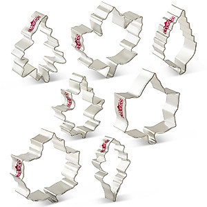 LILIAO Leaf Cookie Cutter Set - 7 Pieces - Maple Leaf, Rose Leaf, Ivy Leaf, Oak Leaf - Stainless Steel
