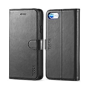 TUCCH Case for iPhone SE 2022 5G, iPhone 7/8/SE 2020 Wallet Case PU Leather Flip Folio Case Wallet with Card Slot, Stand Magnetic TPU Shockproof Inner Case Compatible with iPhone 7/8/SE2/SE3, Black