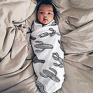 SANNIX Cactus Muslin Swaddle Blankets Cotton Baby Swaddle Wrap Floral Print Burping Cloth & Stroller Cover Baby Blanket