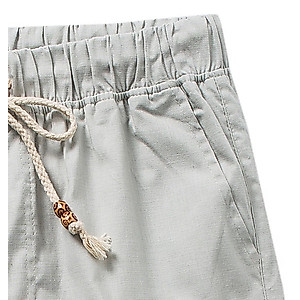 SIR7 Men's Linen Casual Lightweight Drawstrintg Elastic Waist Summer Beach Pants Light Grey 2L