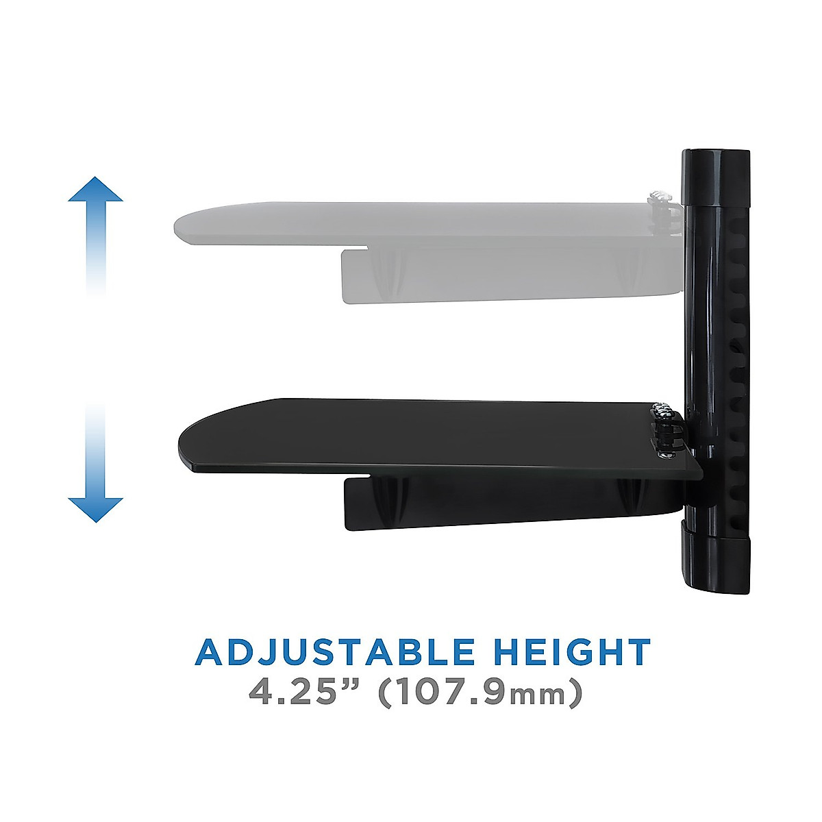 Mount-It! Floating TV Shelf, Wall Mounted Shelf for Receiver, Cable Box, PlayStation, Xbox, DVD Player, Projector and AV Components, 17.6 Lbs Capacity, 1 Shelf, Tinted Tempered Glass Black