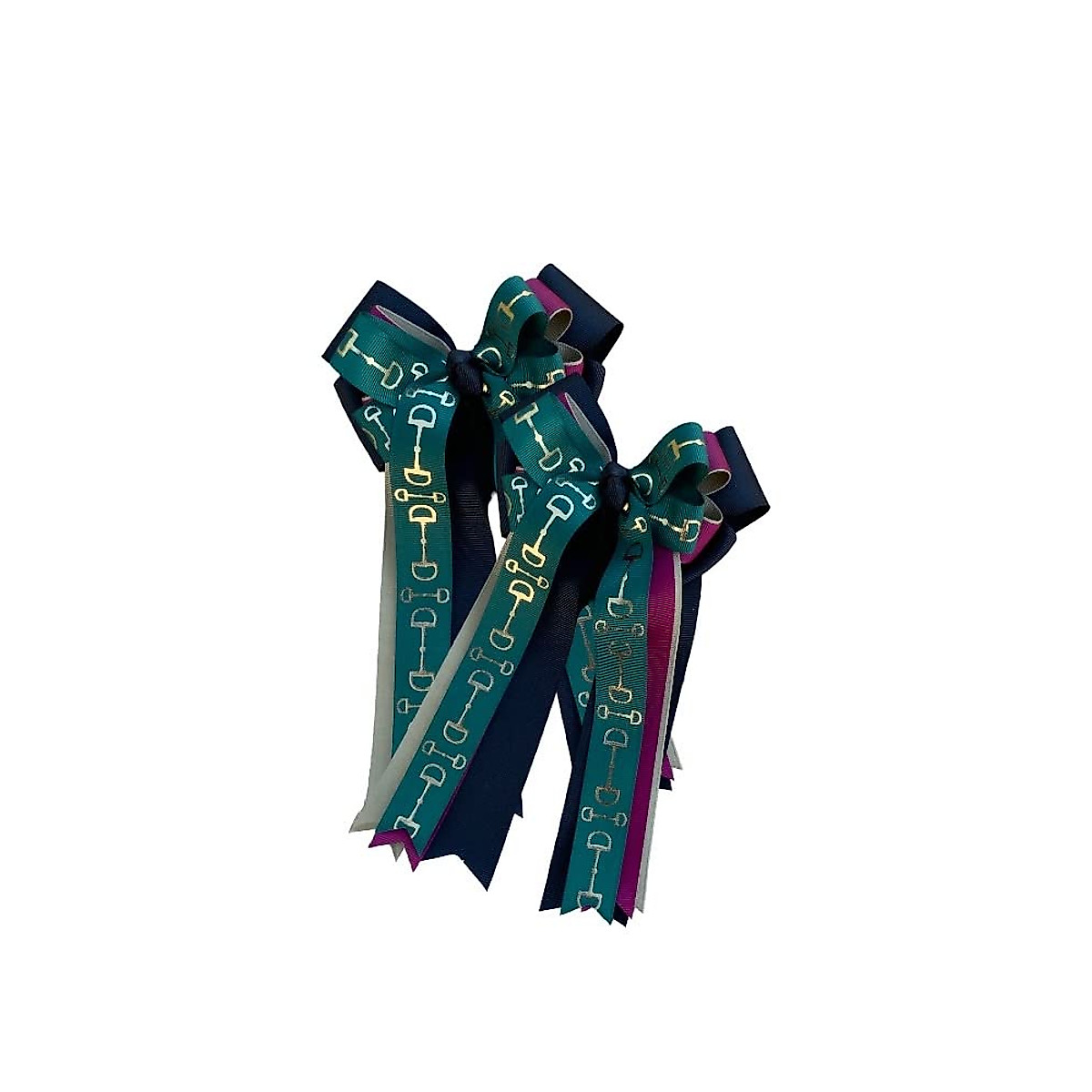 Equestrian Show Bows Girls Horse Shows Hairbows Pony Jumpers Pony Tail Hair Bows Gifts Kids (Small, Tails Size, 2" Alligator Clips)