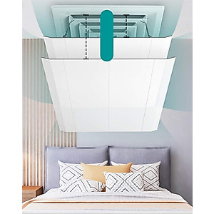 Liveinu Canvas Air Deflector Adjustable Reusable Heat and Air Deflector for Drop Ceiling Vents RV, Home HVAC, AC and Ceiling Registers Air Conditioner Deflector White 11.7"x11.7" Inch