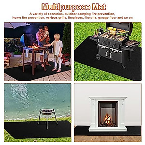 Hepotk Under Grill Mats for Outdoor Grill, 50 x 40 Inch Double-Side Absorbent Oil Grill Pad Protects Decks and Patio, Oil-Proof Waterproof Reusable BBQ Mat for Fire Pit