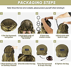 Chihee Ultra-Light Travel Camping Hammock Pop-up Net Hammock 660lbs Load Capacity,Breathable,Quick-drying Parachute Nylon 2 Premium Carabiners,2 Tree Slings Included for Outdoor Backpacking Hiking