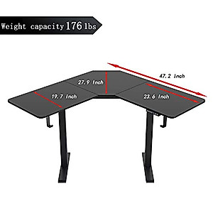 L-Shaped Standing Desk,Height Adjustable Electric Corner Desk,48 Inches Home Office Table with Splice Board,Dual Motor Home Office Desks Black Frame (Black)