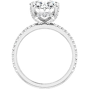 Moissanite Gems 3 CT Oval Moissanite Engagement Ring Colorless VVS1 10K 14K 18K White Gold & 925 Sterling Diamond Ring Anniversary Wedding Bridal Ring Set Wedding Gift for Her