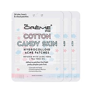 The Crème Shop Cotton Candy Skin Hydrocolloid Acne Patches, Acne Healing Dots/Stickers, Acne Treatment Patches with Salicylic Acid and Witch Hazel - 3 Sizes, 72 Patches