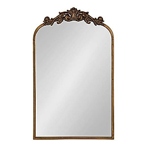 Kate and Laurel Arendahl Traditional Arch Mirror, 19" x 30.75", Gold, Baroque Inspired Wall Decor
