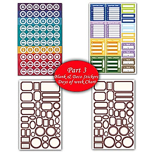 Deselen Happy Planner Stickers, Calendar Planner, Planner Stickers, Aesthetic Calendar Stickers for Teacher Planner, Teacher Stickers, Happy Planner Stickers, (Set of 12 Sheets 725 Stickers)