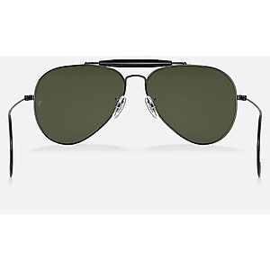 Ray-Ban RB3030 Outdoorsman L9500 58MM Black/G-15 Green Crystal Pilot Sunglasses for Men for Women + Bundle With Designer iWear Eyewear Kit
