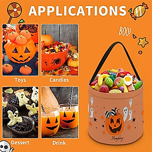 Personalized Halloween Tote Bags w/Name for Girls Boys Custom Candy Trick or Treating Customized Party Favors Canvas Goodie Bag Reusable Grocery Gifts Halloween Gifts for Women Adults