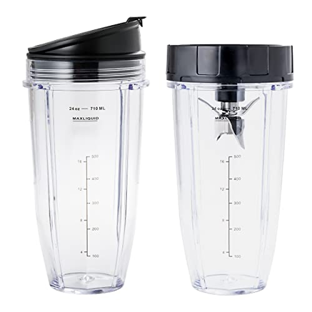 2 Replacement 24 oz Cups with Lid & Extractor Blade [7-FIN ONLY] for Ninja Blender (Auto iQ BN801 BL480-30 BL640-30 BL642-30 NN100-30 BL2012)