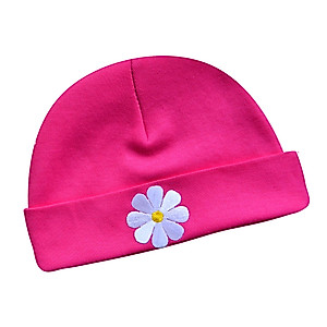 Personalized Baby Girl Bib with Matching Hat Featuring Daisy with Custom Name New Baby Gift Set (Hot Pink Set)