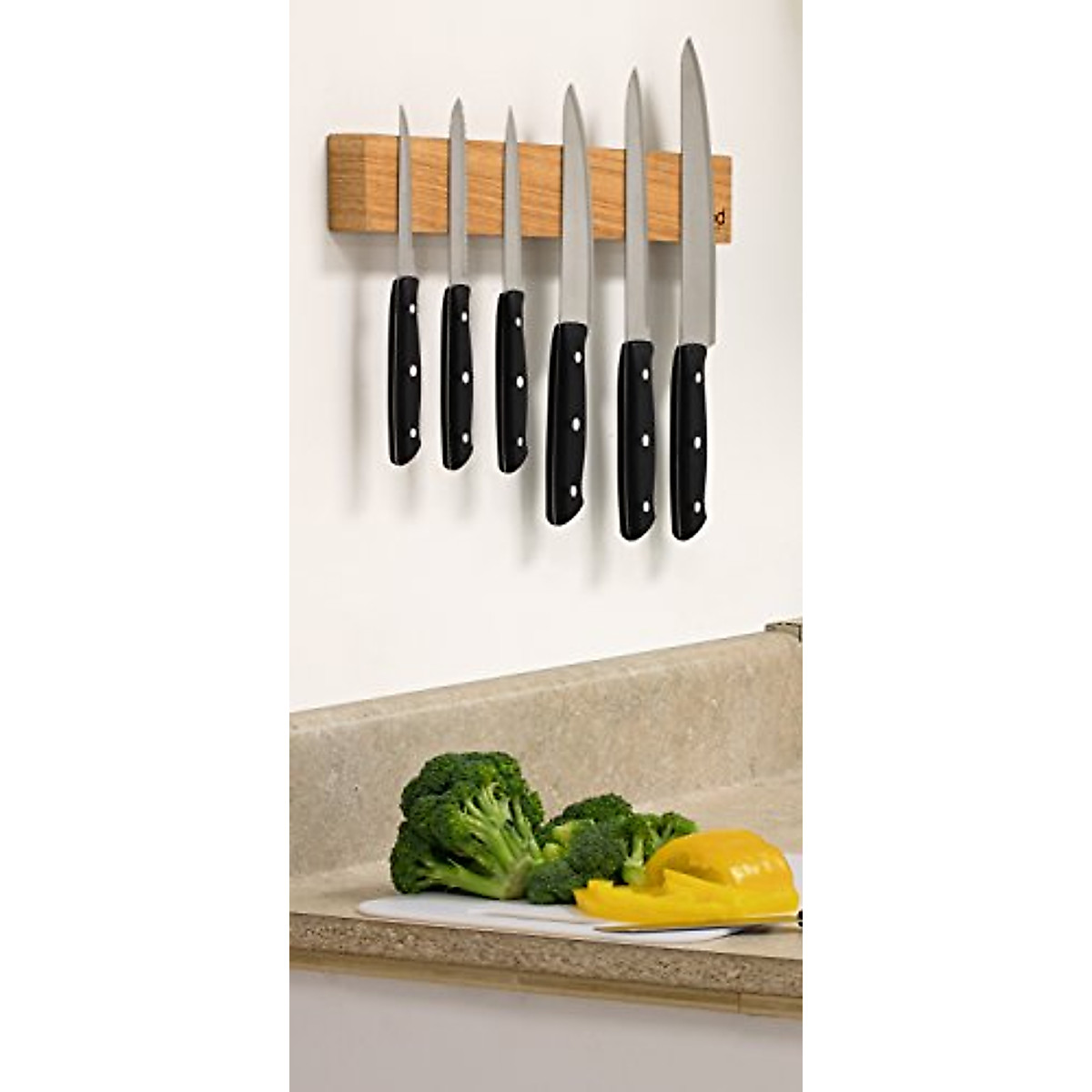 Magnetic Knife Strip w XL 18" Design- Powerful Magnet Wooden Knife Rack for Easy Wall Mounting- Secure your Knives and Utensils and Free Up Space