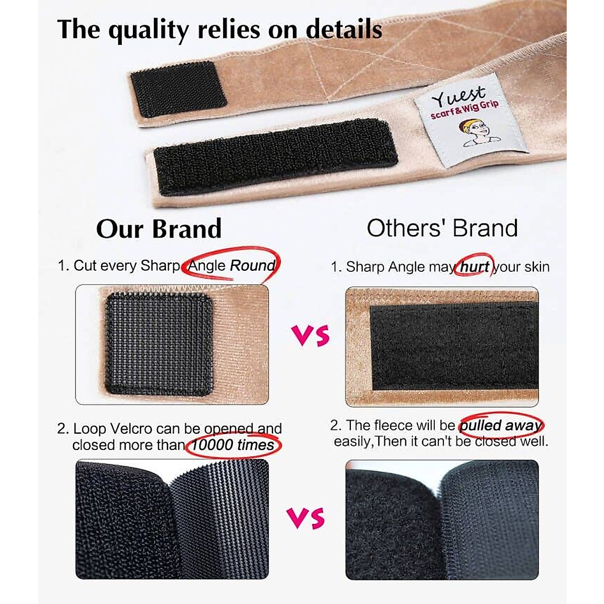 Yuest 2 Pack Wig Grip Band for Keeping Wigs in Place Secured Velvet Wig Gripper Adjustable Wig Grips Headband Stay Put No Slip Accessories for Women Edge Saver