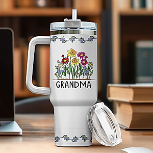 99OWL Grandma Floral Nutrition Facts, For Nana Tumblers Grandmas Cups Great Cup Granny Coffee Handle Water Sippy Flower Women Mom, Tumbler 40 Oz With Handle Lid And Straw, Grandma Gifts