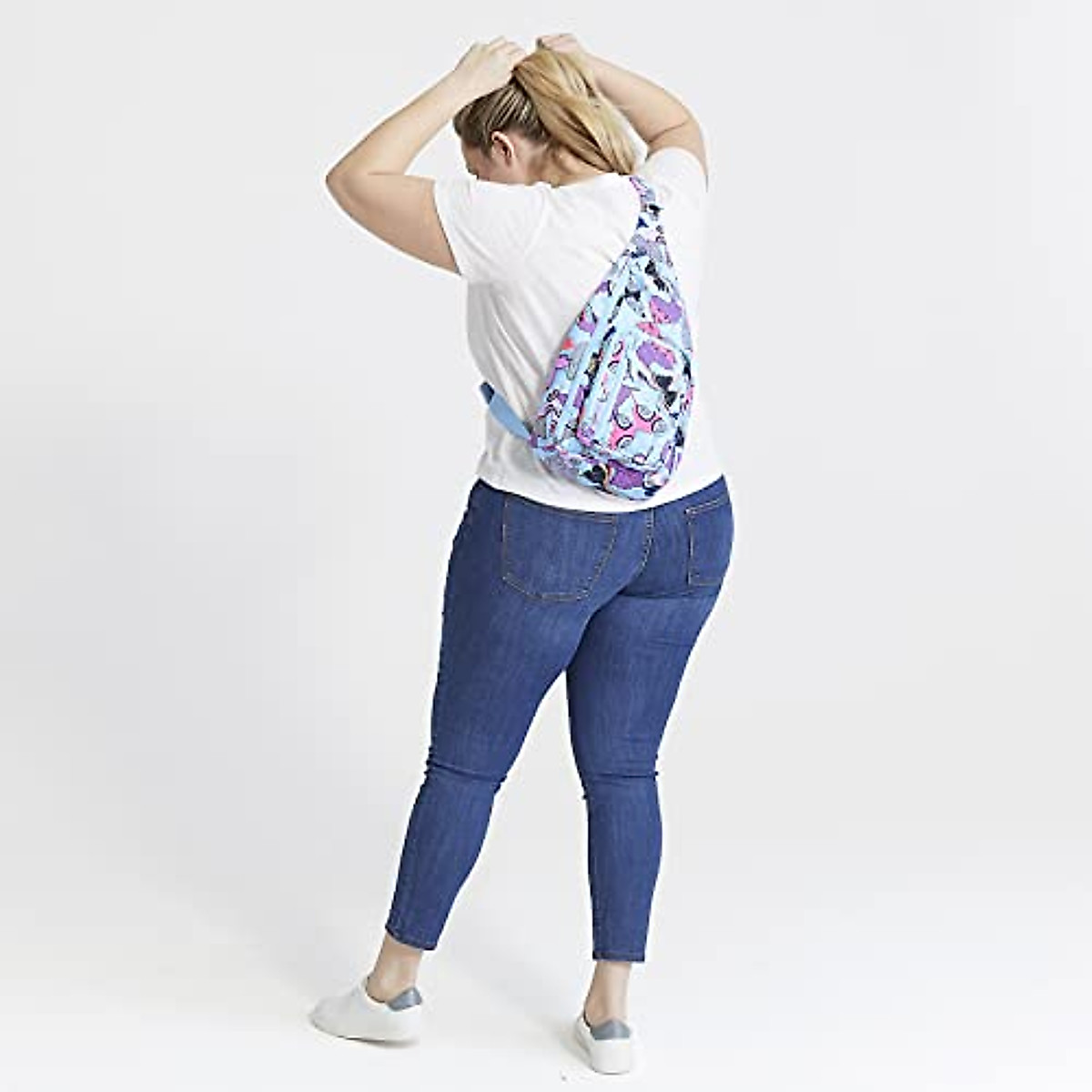 Vera Bradley Women's Cotton Sling Backpack, Rose Toile - Recycled Cotton, One Size