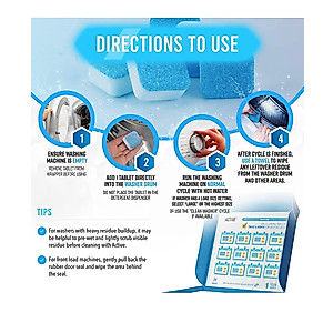 raxtup Washing Machine Cleaner Deep Cleaning Tablets For HE Front Loader & Top Load Washer, Clean Inside Drum And Laundry Tub Seal (30)