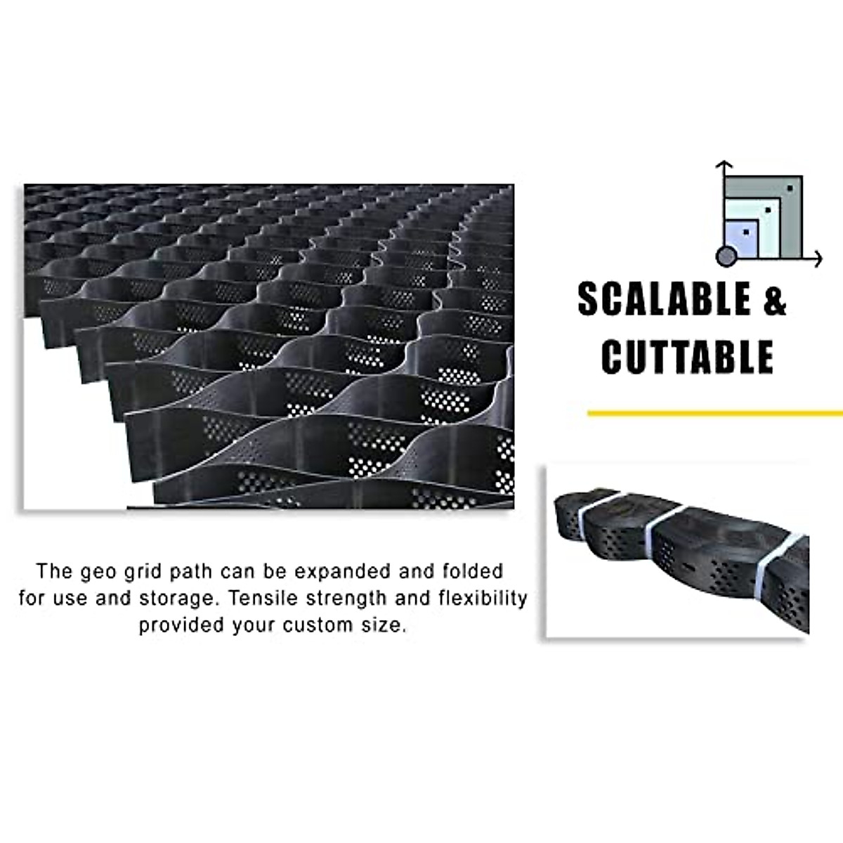 ROYUMI Gravel Grid Durable HDPE Ground Geogrid Stabilizer, 8000lbs/3600kg Load Bearing Gravel Grid, Heavy Duty Cellular Paving System, for RV Parking Slopes & Garden (Size : 4x6m/13.1x19.6ft)