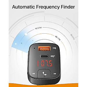 Anker Roav Bluetooth Car Adapter and Charger, Power IQ 3.0 Type C PD, FM Transmitter for Car, Wireless Calling with 5.0, Noise Cancellation -T2