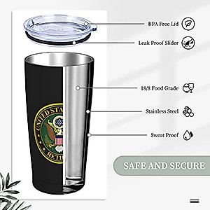 OSUKI Army Retired Car Cup Coffee Stainless Steel Straw Travel Mug Vacuum Insulated Keep Cold 20oz