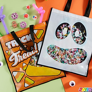 JOYIN 3 PCS Halloween Large Tote See-through Bags 22.5” x 13.75” Grocery Tote Trick or Treat Grocery Goody Bags for Trick or Treating, Grocery Shopping and More