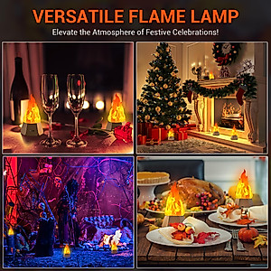 Ollcuz Fake Fire Lamp, USB Rechargeable Flameless Flickering Flame, 3-Mode LED Flame Light for Outdoor Camping Holiday Halloween Christmas Thanksgiving Table Yard Decorations