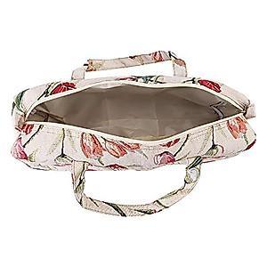 Make Up Bag, Exquisite Handmake Bag Storage Bag Elegant Knitting Needles Storage Sweater Bag for Sewing Needles Organizer Bag(Rose Jacquard)