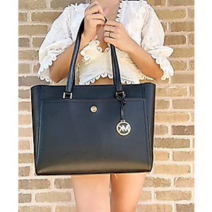 Michael Kors Maisie Large Pebbled Leather 3-IN-1 Tote Bag (Black Brown Multi)