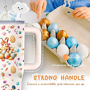 winiwo 40 oz Easter Tumbler with Handle and Straw, Easter Gifts for Kids, Rabbits Lover, Bunny Insulated Tumbler for Hiding Candy Chocolate Eggs, Stainless Steel, Available Gift Wrapping (Pink)
