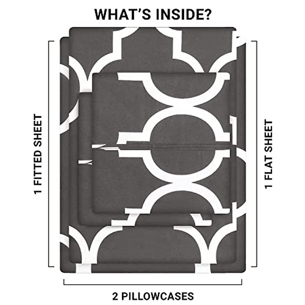 Utopia Bedding King Sheet Set, Soft Microfiber 4 Piece Bed Sheets with 16" Deep Pocket - Easy Care Brushed Microfiber (Quatrefoil - Grey)