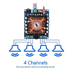 Digital Audio Amplifier Board, 4 Channels 4 x 50W Large Power HiFi Amplifier Board - IC Smart Cooling Digital Amplifier Board