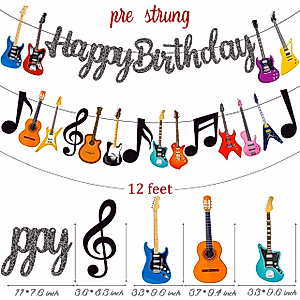Guitar Birthday Party Banner Music Note Guitar Party Banners Guitar Birthday Party Decorations 2Pcs Guitar Cutout Banners for Rock Guitar Baby Shower Supplies