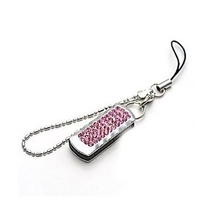 D-CLICK TM 8GB/16GB/32GB/64GB/ Fashion Jewelry Bling Shiny Crystal Diamond pendant USB High speed Flash Memory Stick Pen Drive Disk Necklace (8GB, Mini Keychain Pink)