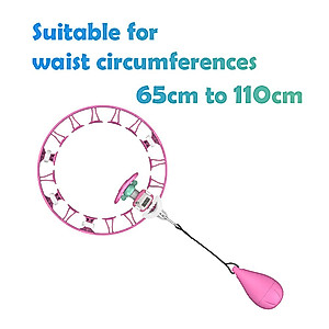 Weighted Hula Hoop Abdomen Fitness Equipment with Auto Spinning Hoop Detachable Knots Adjustable Weight Never Drop for Adults Kids Beginner Fitness Aids Pink