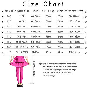 Witwot Toddler Girl Leggings with Skirt Tutu Pants Uniform 5-6 Years Red