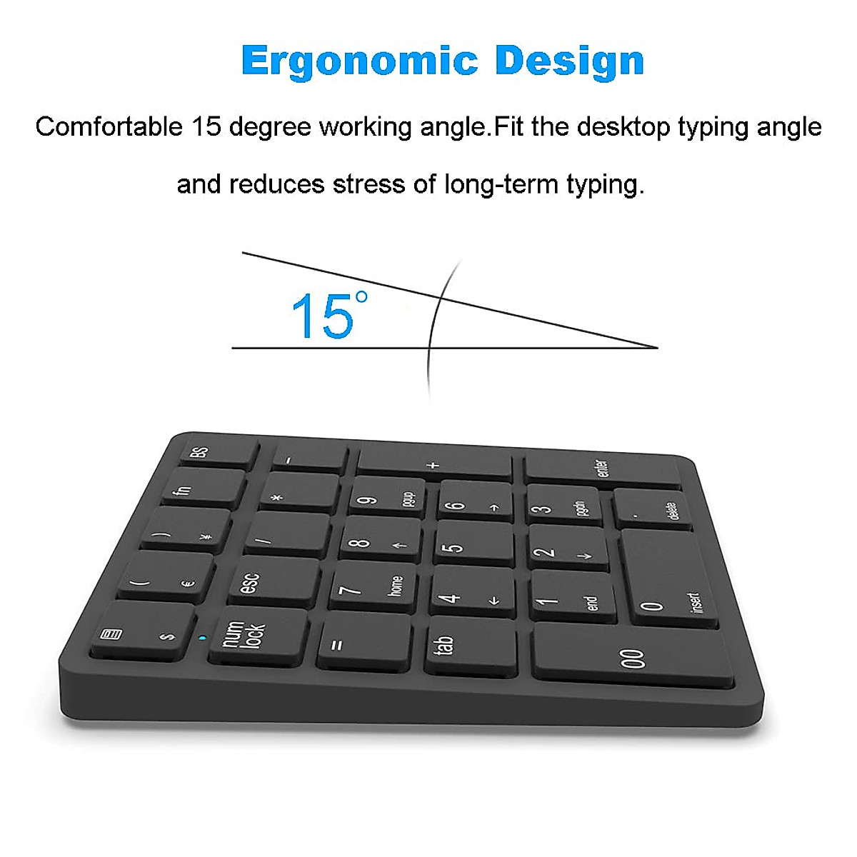 Wireless Number Pads, Numeric Keypad Numpad 26 Keys Portable 2.4 GHz Financial Accounting Number Keyboard Extensions 10 Key USB Keypad, PC, Desktop, Small Keyboard, Notebook (Black)