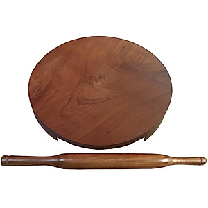 Wooden Belan Chakla, Wooden Chakla Belan, Wooden Circular Board with Rolling Pin