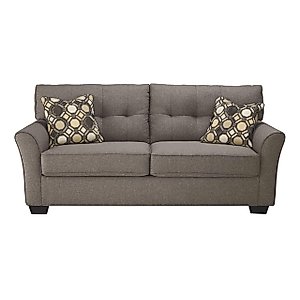 Signature Design by Ashley Tibbee Tufted Modern Full Sofa Sleeper with 2 Accent Pillows, Dark Taupe
