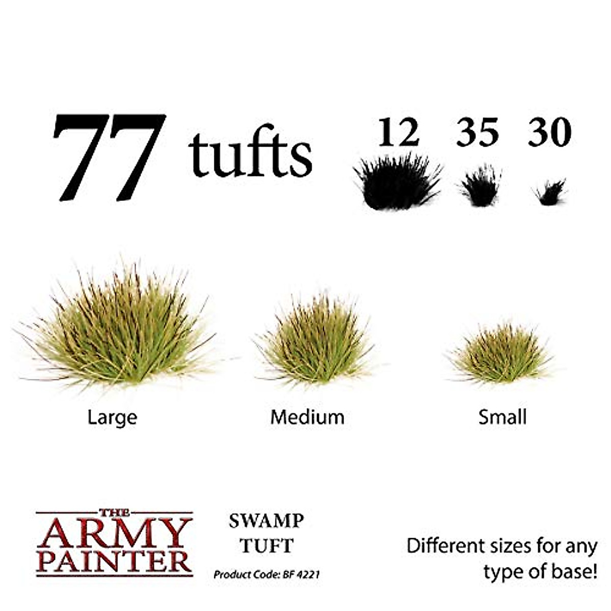 The Army Painter Tufts - Battlefield Tufts: Swamp Tuft, 77 Pcs, 3 Sizes -Terrain Model Kit for Miniature Bases & Model Grass Tufts -Diorama Supplies & Diorama Grass for Mini Basing & Gaming Scenery