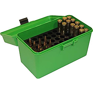 MTM H50-R-MAG Deluxe 50-Round Rifle Ammo Box 300 Win Mag 30-30 375 H&H 7mm Rem Mag, Green