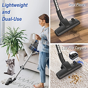 Intercleaner Corded Vacuum Cleaner, 17KPa Powerful Suction with 600W Motor, 10 in 1 Lightweight Bagless Stick Vac with Handheld, Ultra Quiet, for Hardwood Floor Carpet Car Pet Hair
