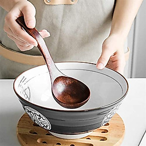 MABSSI Wooden Serving Spoon Ladle Large Natural Wood Soup Ladle Cooking Utensil Handmade Tableware for Kitchen Restaurant Porridge
